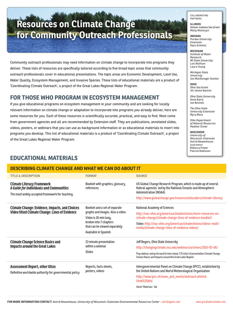 Resources On Climate Change For Community Outreach Professionals | PDF ...