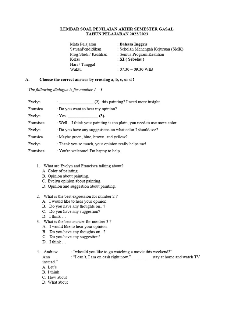 LEMBAR SOAL PENILAIAN AKHIR SEMESTER GASAL 2223 kelas XI | PDF | Wi Fi