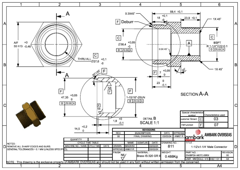 811 MALE CONNECTOR DWG | PDF
