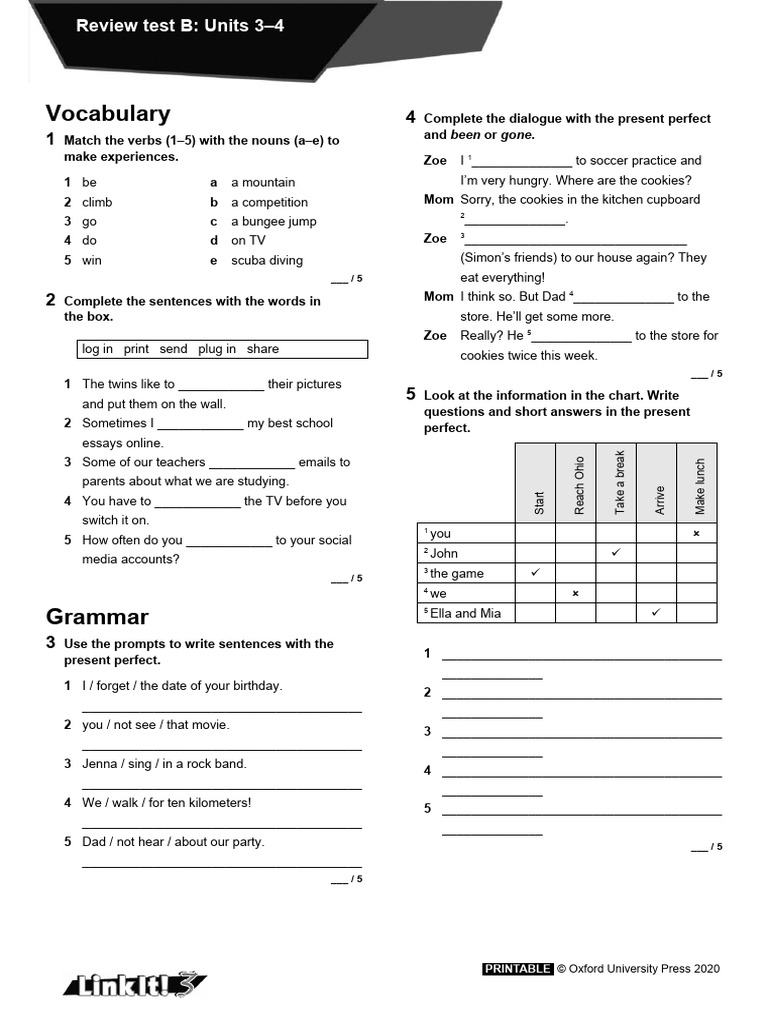 LI L3 Review Test Units 3-4 | PDF | Parachuting | Linguistics