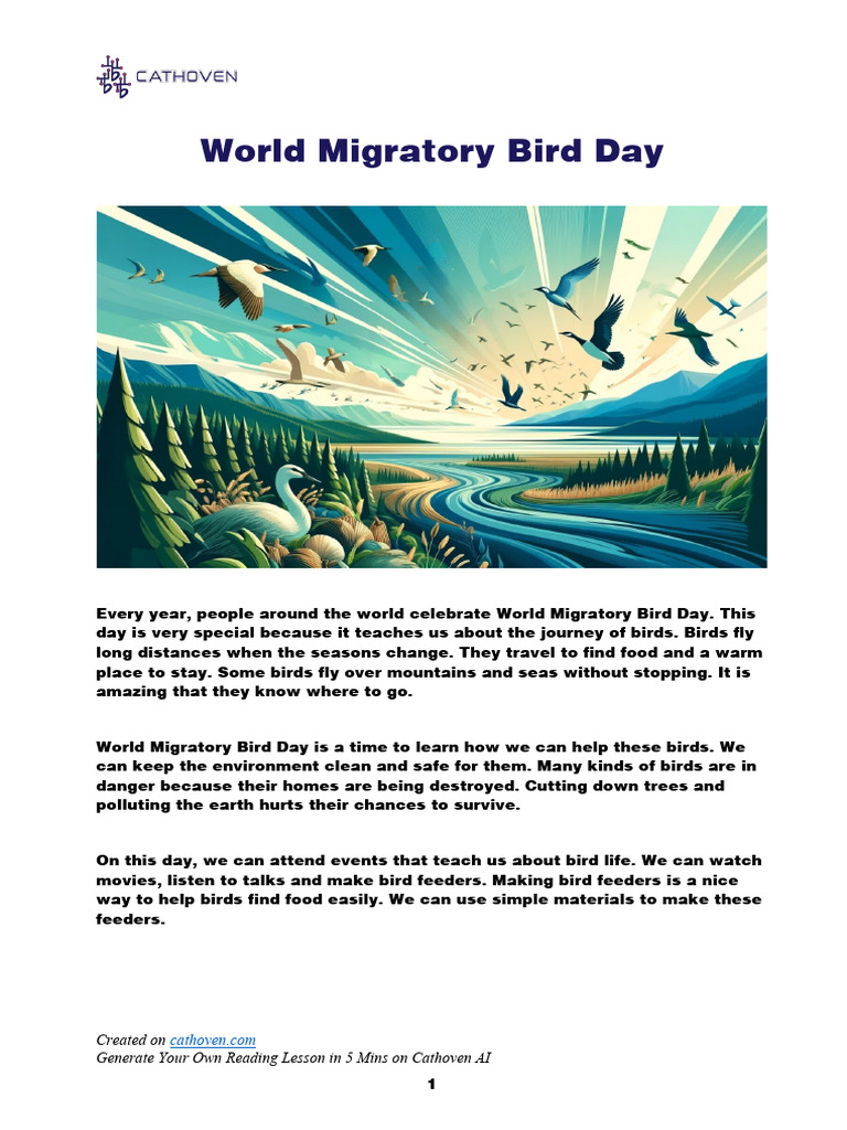 b1 Reading Lesson World Migratory Bird Day - 157285 | PDF | Bird ...
