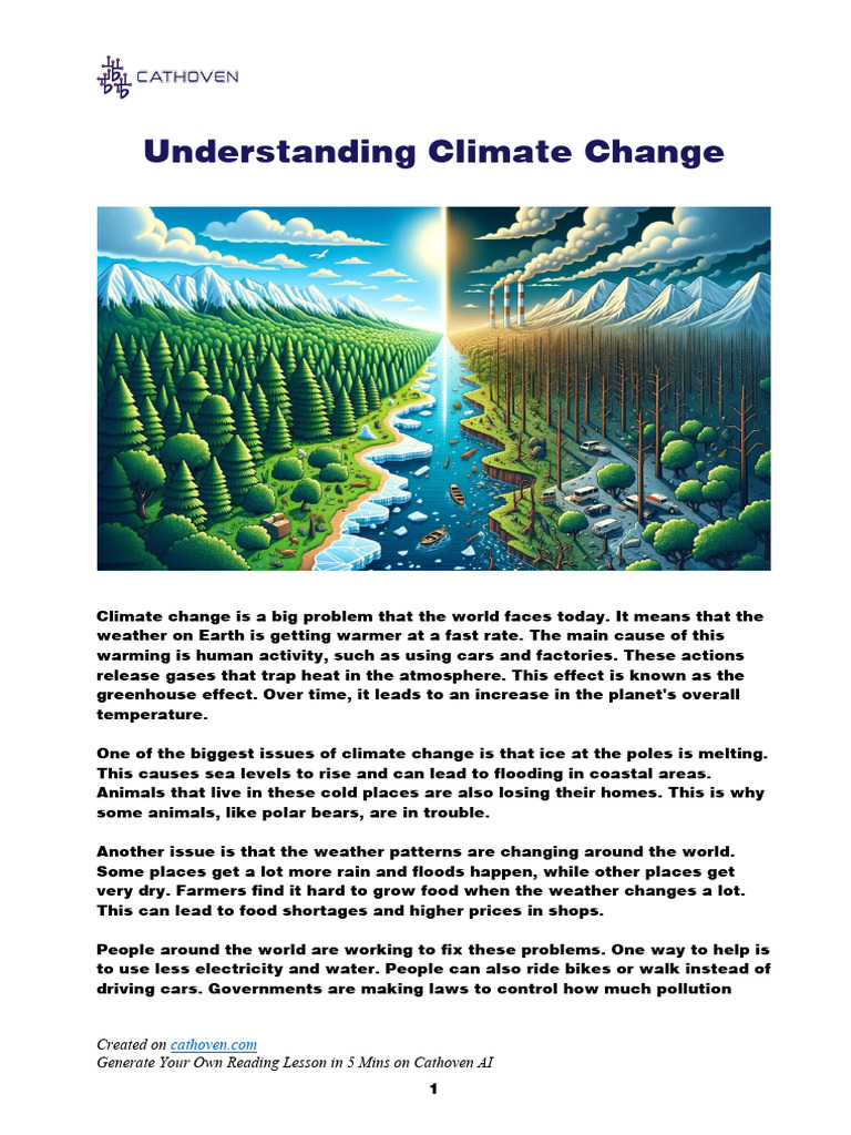 b1 Reading Lesson Understanding Climate Change - 157446 | PDF | Climate ...