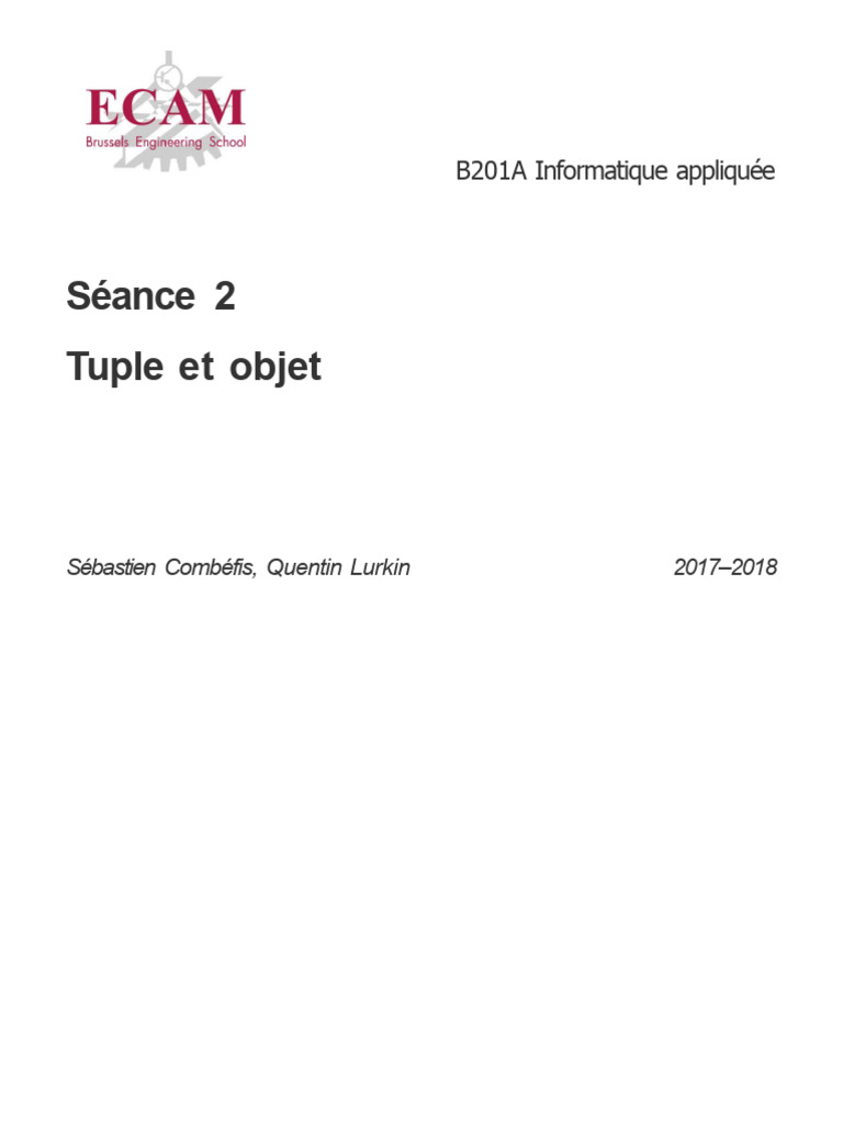 ECAM-Python2BA-Cours2-Slides | PDF | Ingénierie informatique | Informatique