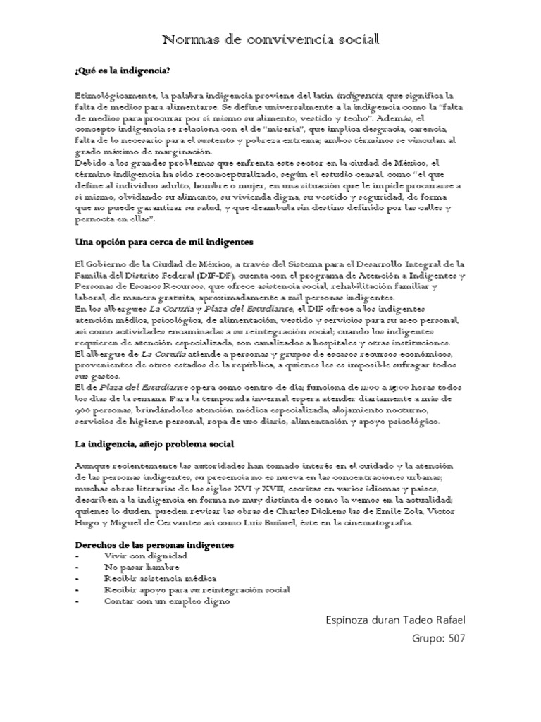 Qué Es La Indigencia | PDF | Ciudad de México | Pobreza