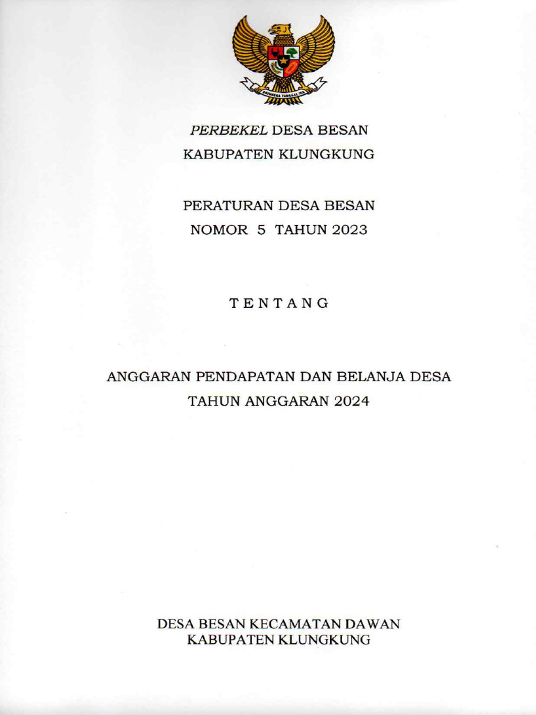 Perdes APB Desa Besan 2024 | PDF