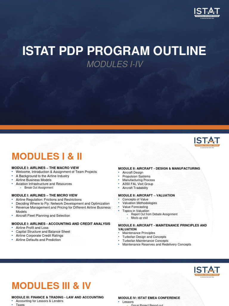 ISTAT_PDP_PROGRAM_OUTLINE | PDF | Valuation (Finance) | Airlines