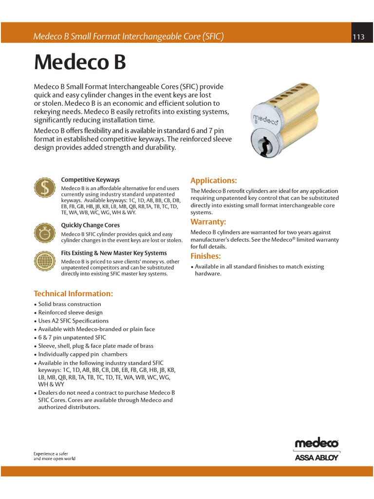 002-FT Cilindro B SFIC Medeco | PDF