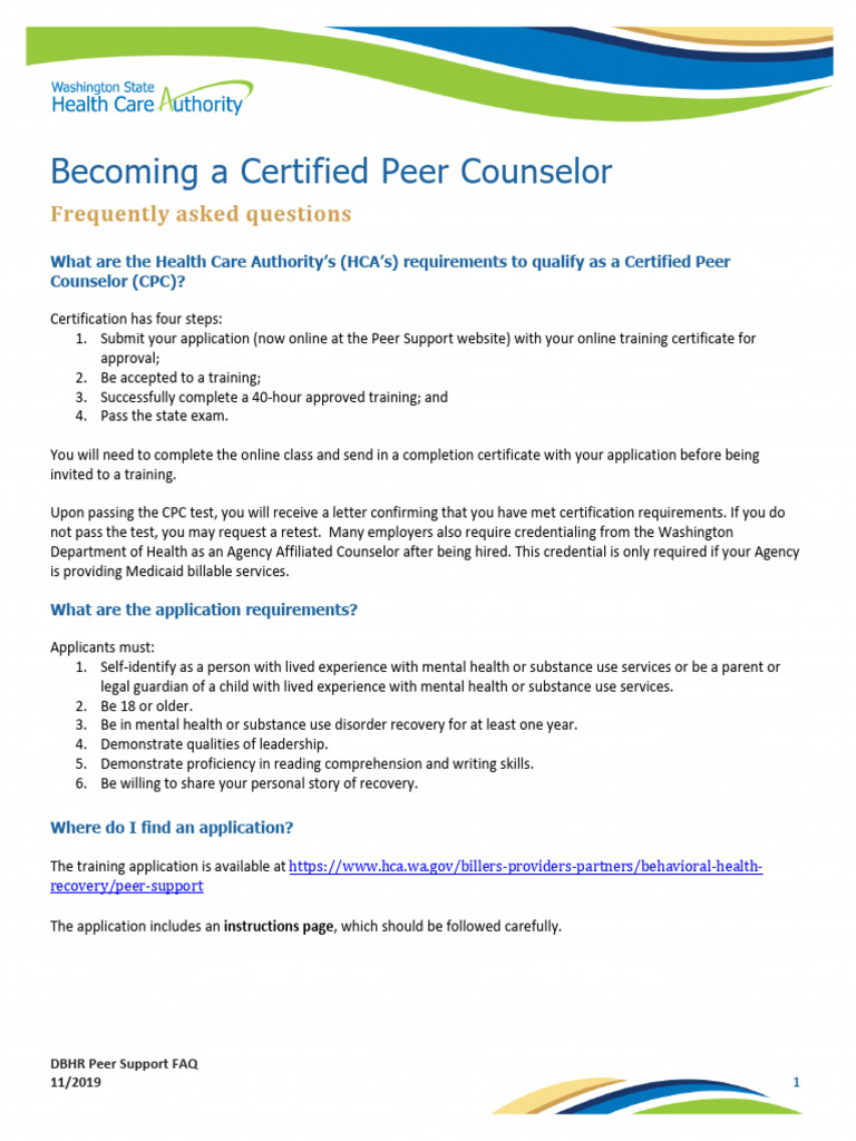 Peer Support Counselor Faqs | PDF