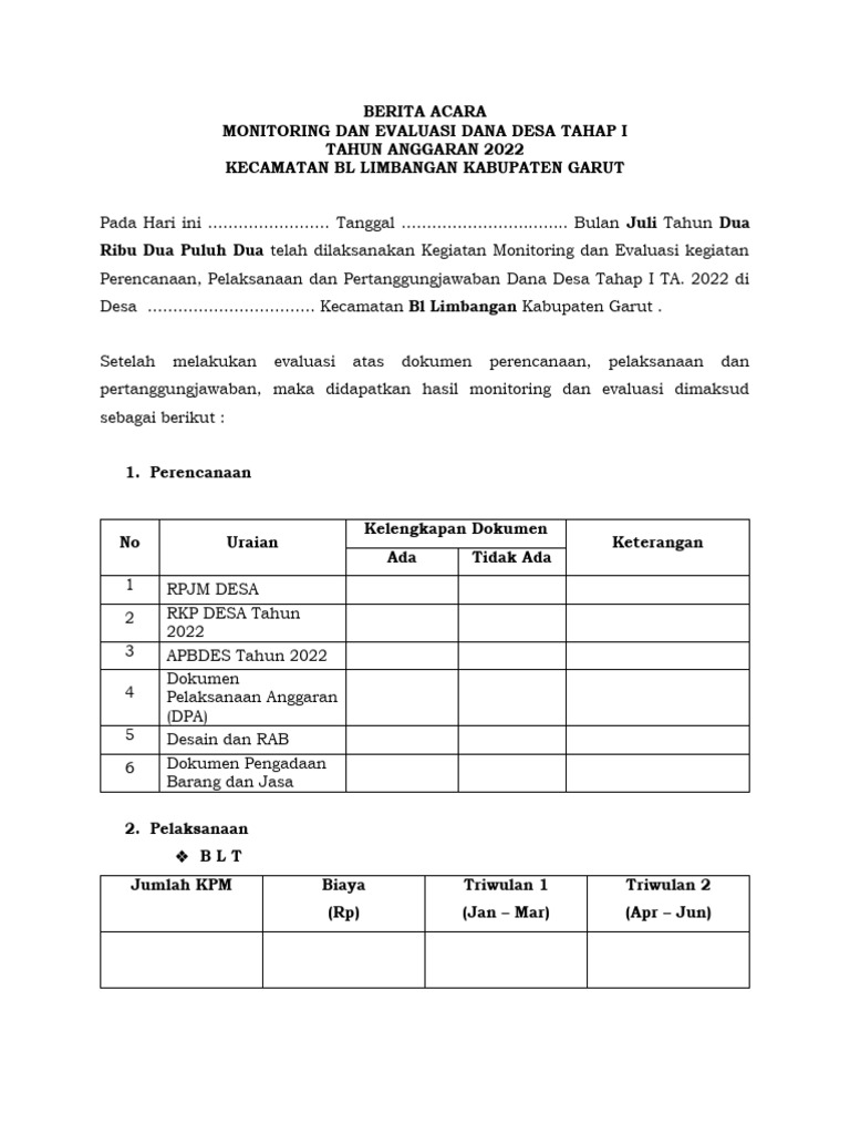 Ba Monev DD Tahap I 2022 | PDF