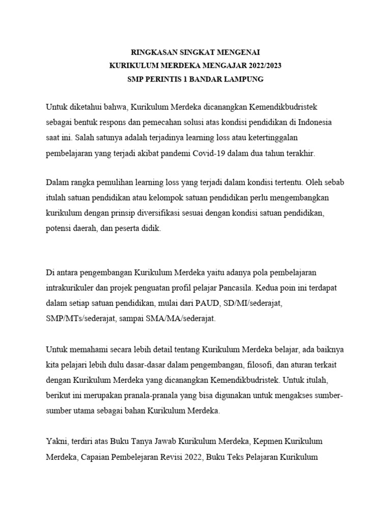 Ringkasan Singkat K-Merdeka | PDF | Karier & Perkembangan