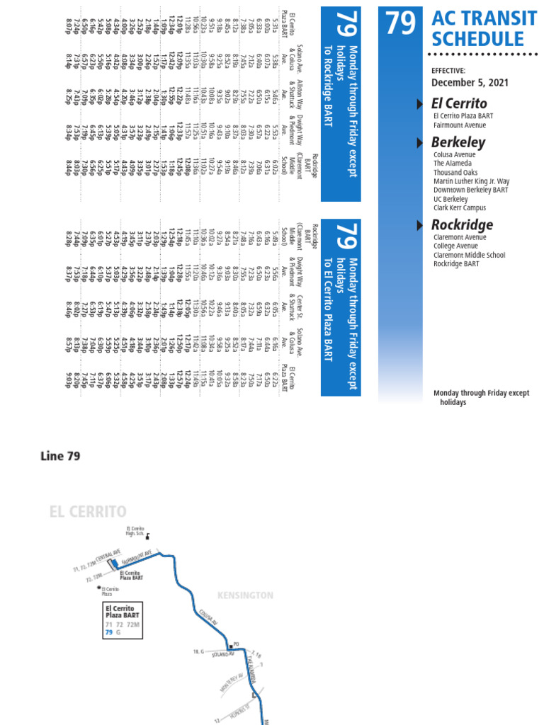 AC Transit 79 Schedule | PDF