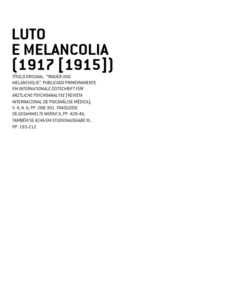 FREUD (1917) Luto e Melancolia | PDF