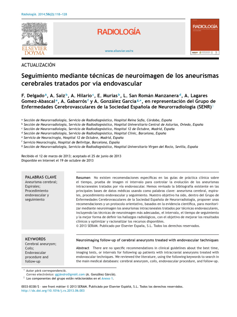Anuerimas Cerebrales | PDF | Especialidades Medicas | Enfermedades cardiovasculares
