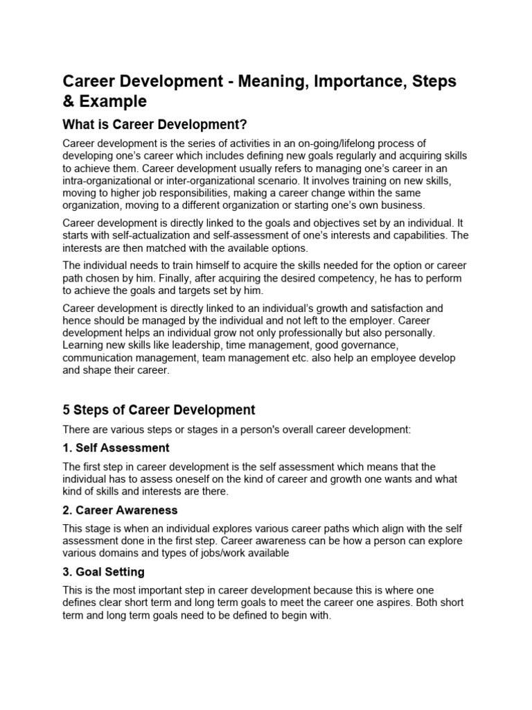 Career Management and Development | PDF | Goal | Goal Setting