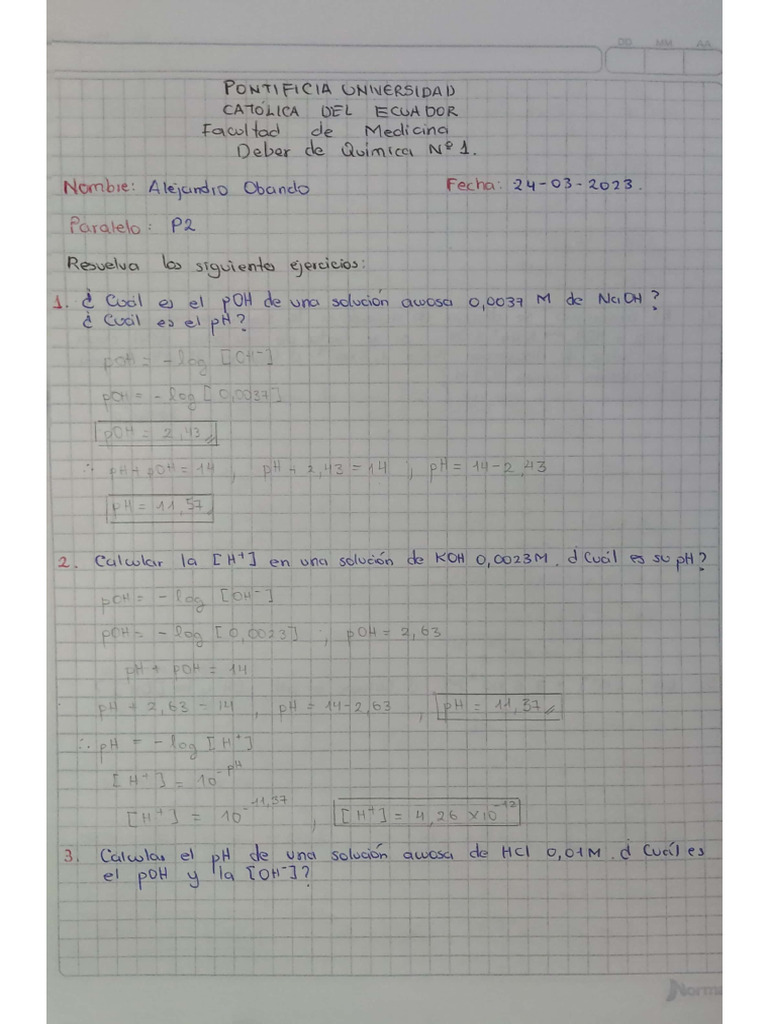 Deber N1 Química. | PDF