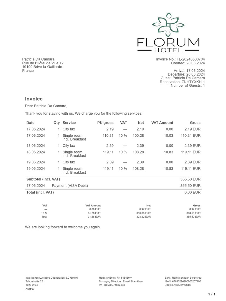 Invoice: Date Qty Service PU Gross VAT Net VAT Amount Gross | Download ...