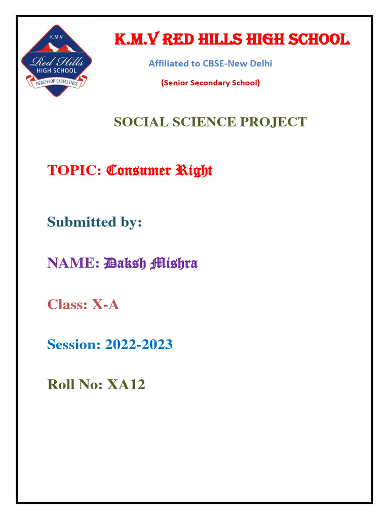 Consumer Rights Project by Daksh Mishra | PDF