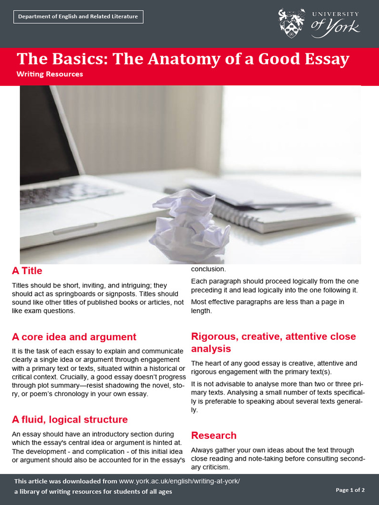 The Basics the Anatomy of a Good Essay | Download Free PDF | Essays ...