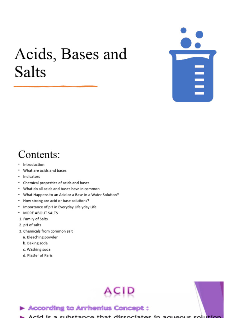 Acids, Bases, and Salts Overview | PDF | Plaster | Acid