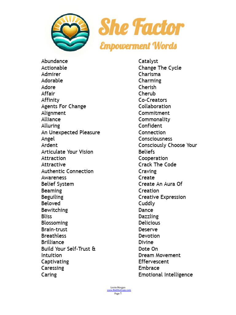 She Factor Empowerment Words | PDF | Psychological Concepts