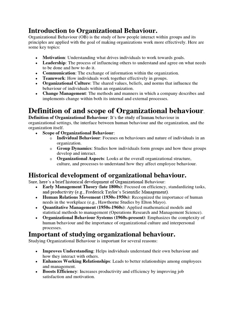 Organizational Behaviour | PDF | Organizational Behavior | Power (Social And Political)