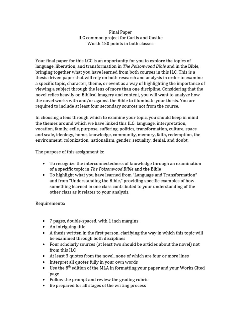 Analyzing Language in The Poisonwood Bible | PDF | Bible | Thesis