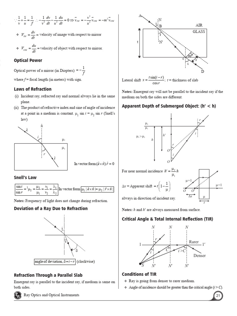 Optical Power: DV Du V V V MV Vu F DT DT V U U DV V DT Du V DT | PDF | Angular Resolution ...