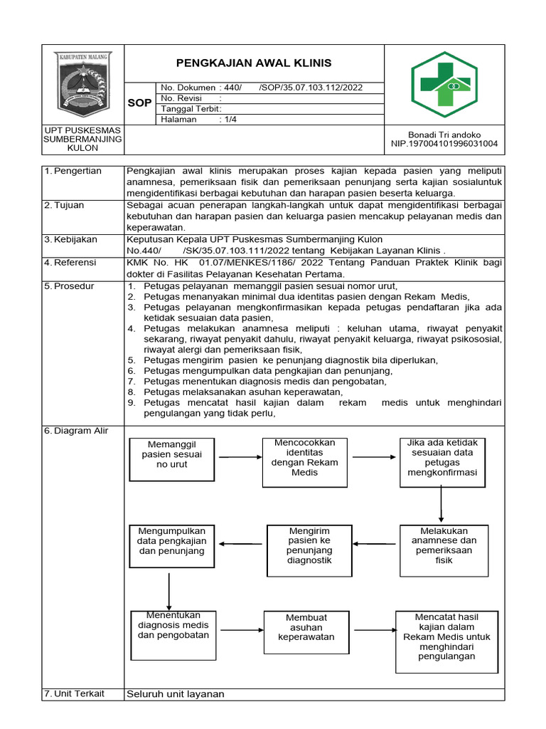 Sop Pelayanan Klinis | PDF | Kesehatan Holistik | Sains & Matematika