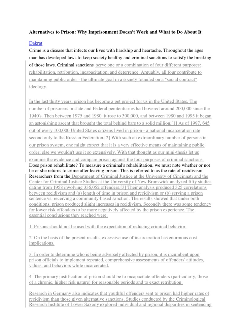 Alternatives To Prison | PDF | Prison | Recidivism