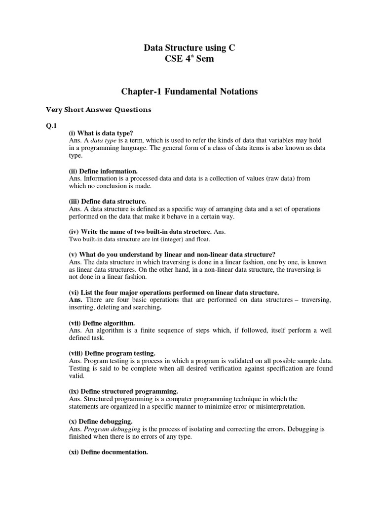 Data Structure e Content 1 | PDF | Parameter (Computer Programming) | Data Type