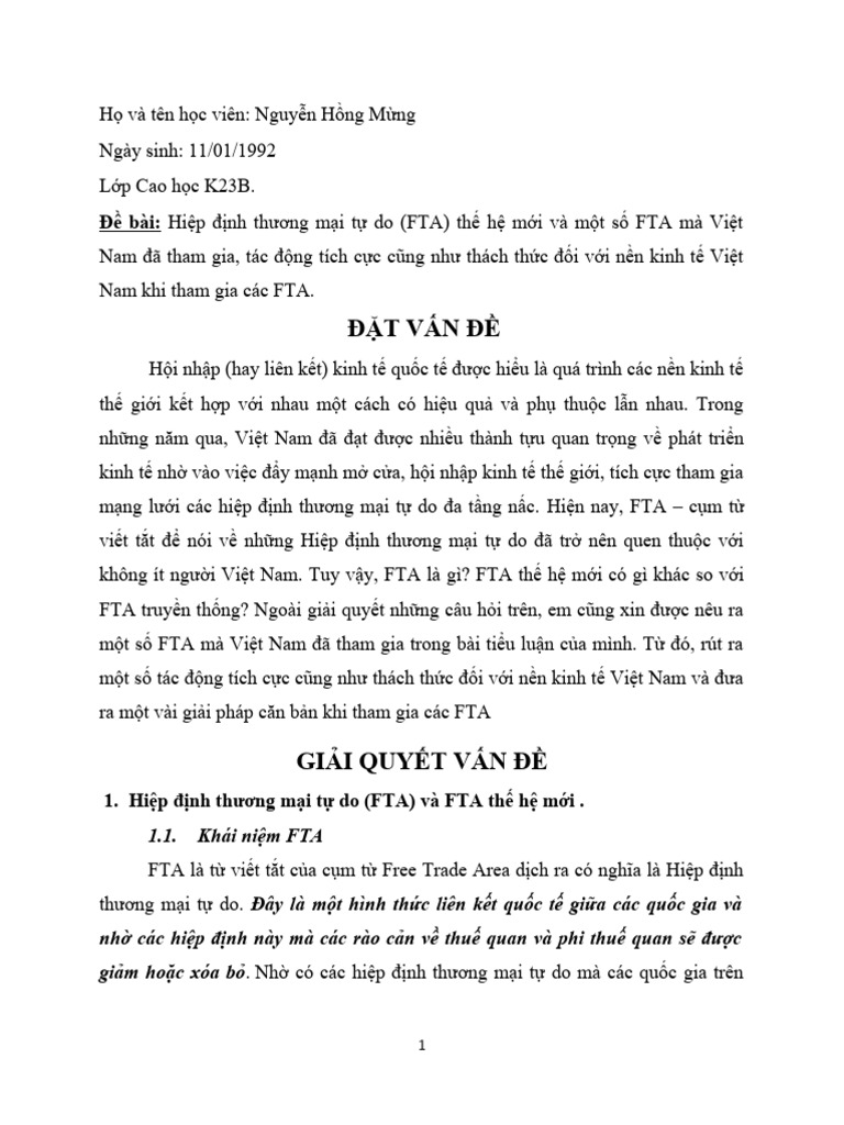 FTA thế hệ mới | PDF