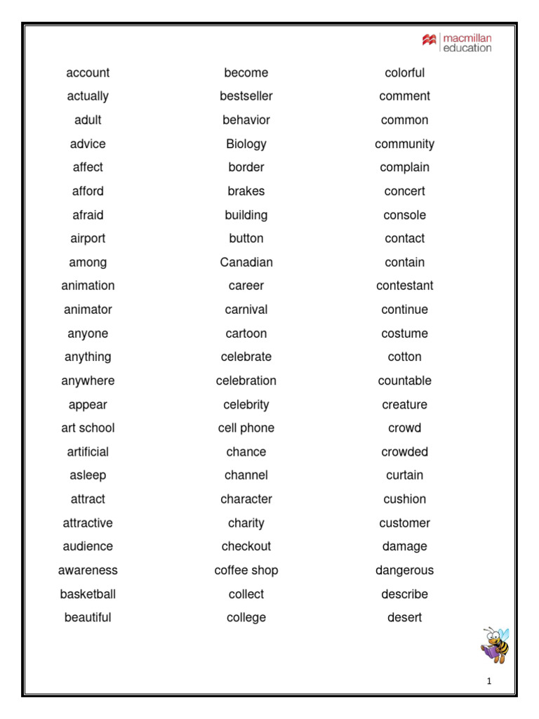 Word - List - 2024 Intermediate | PDF | Young Adult