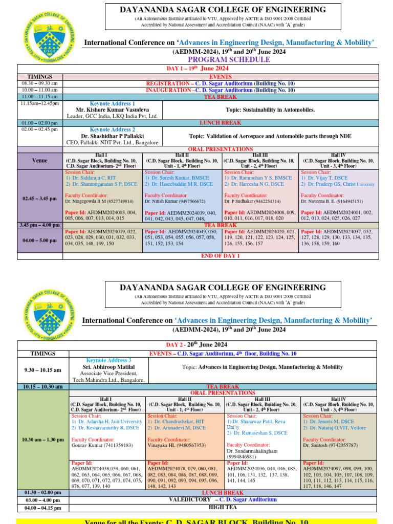 Updated As On 18 06 2024 Conference Schedule Pdf