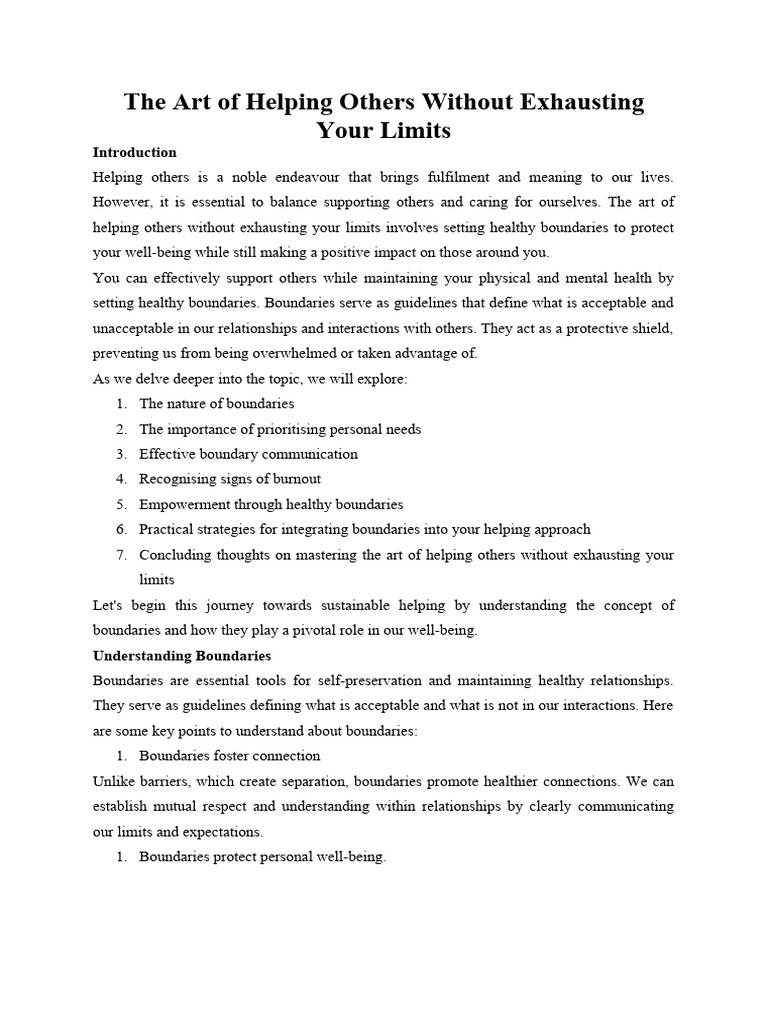 Art of Helping Others Without Exhausting Your Limits | PDF ...