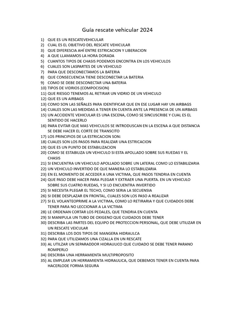 Guía Rescate Vehicular 2024 | PDF