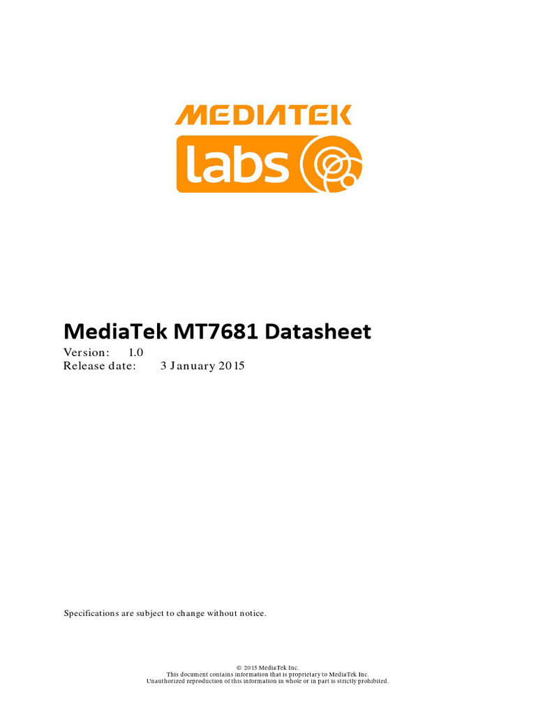 MediaTek MT7681 Datasheet v1 0 | PDF | System On A Chip | Electrostatic Discharge
