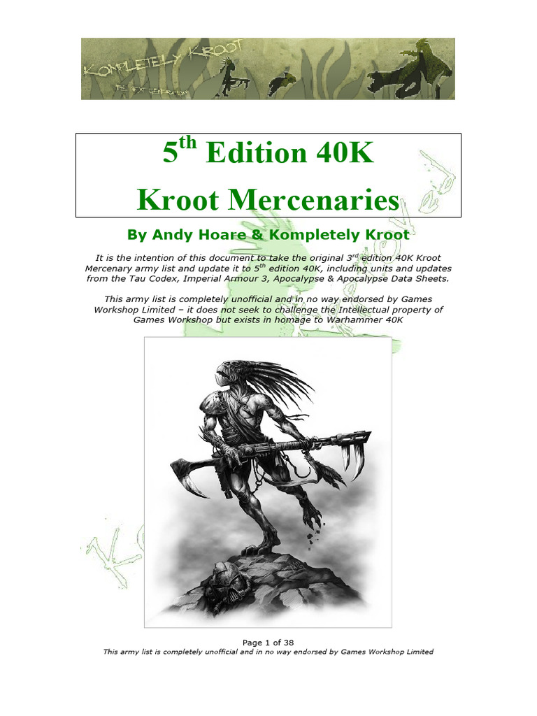 Kroot Mercenaries Army List 5th Edition | PDF | Predation