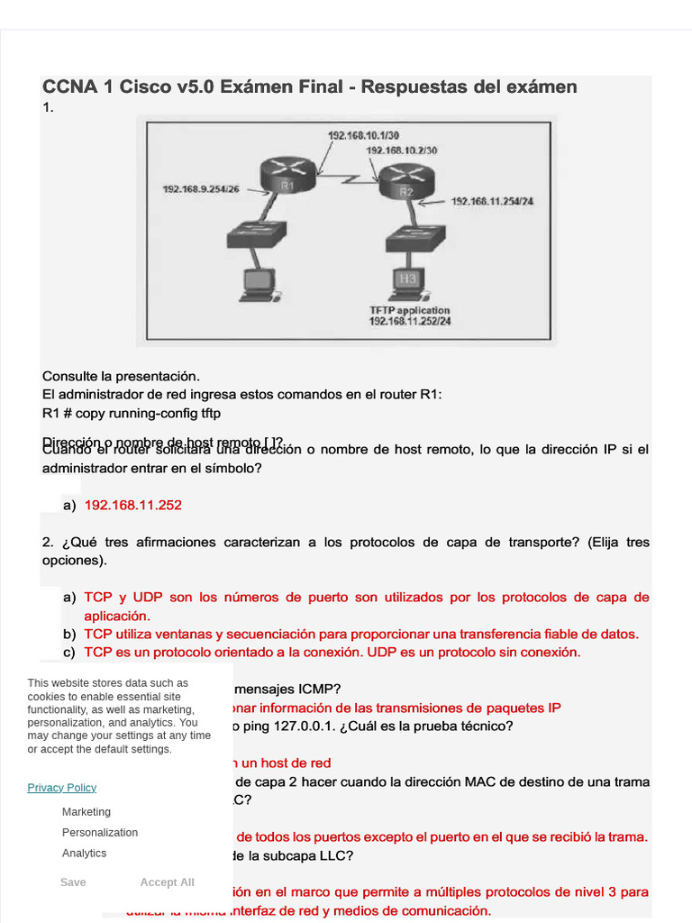 PDF Examen Final Ccna 1 PDF DL | PDF | Conmutador de red | Enrutador (Computación)