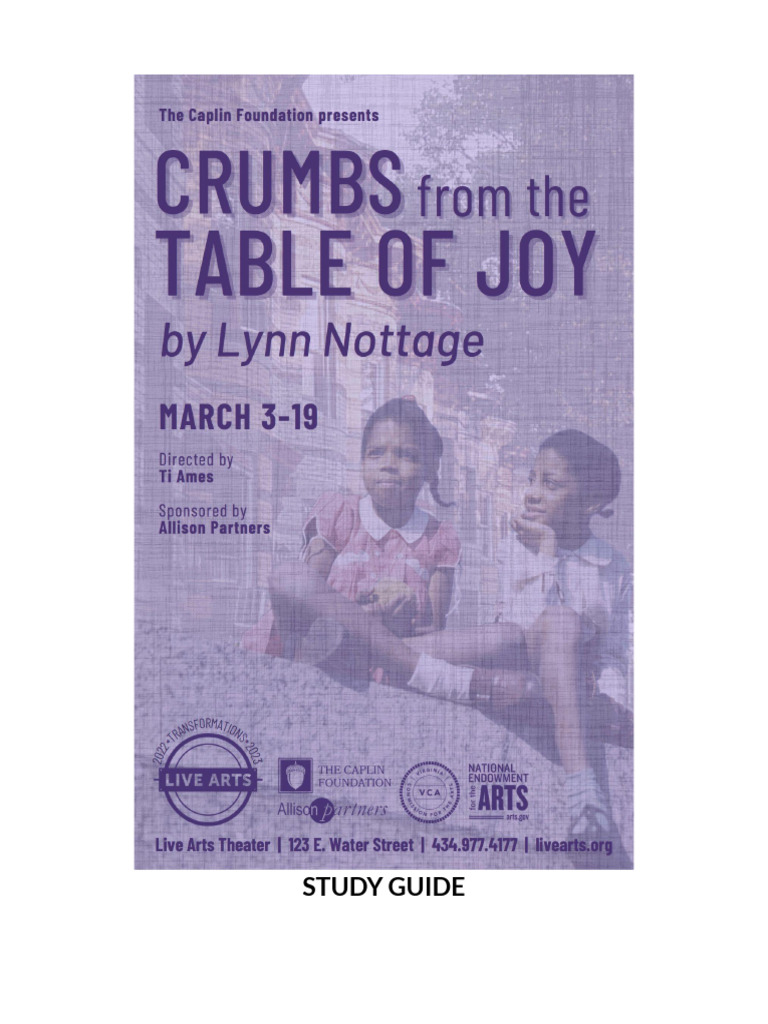 Live Arts Crumbs From The Table of Joy Study Guide 2023 | PDF
