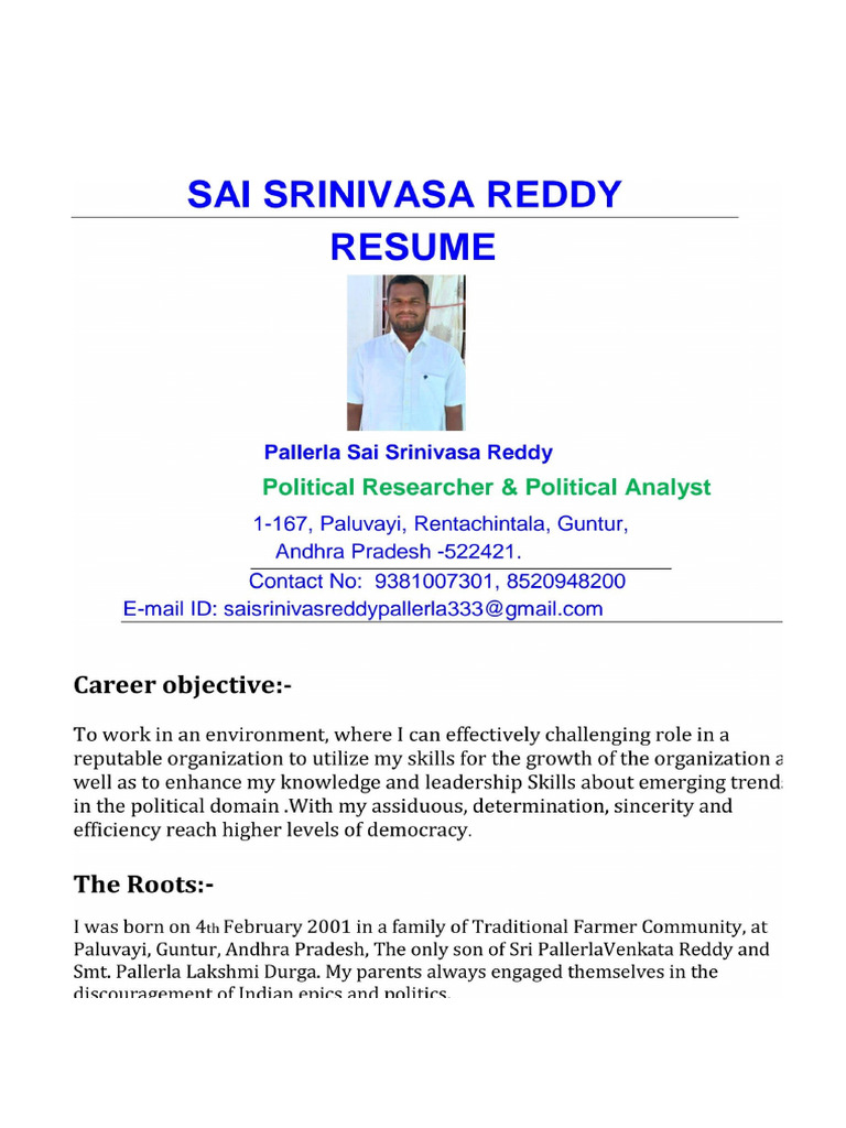 Srinivasa Reddy Resume PDF | PDF Srinivasa Reddy Resume PDF | PDF