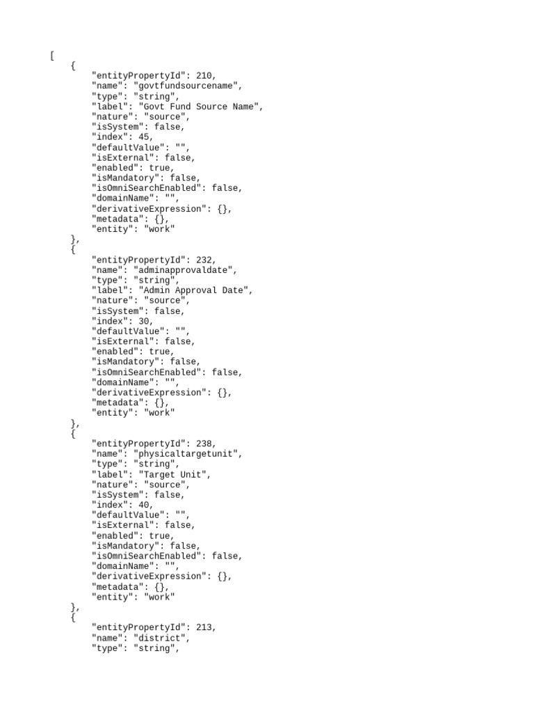 Work Entity Properties | PDF | Boolean Data Type | Metadata