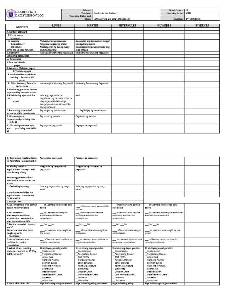DLL - MTB 3 - Q2 - W10 | PDF