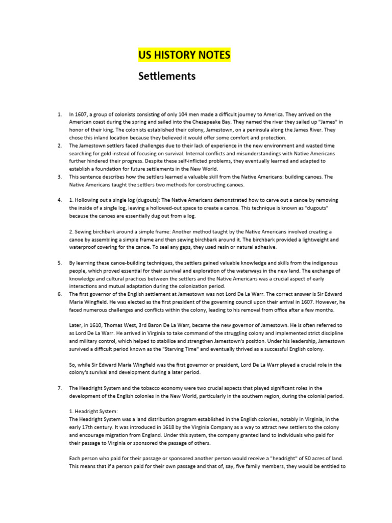 Us History Notes | Download Free PDF | Plymouth Colony | Massachusetts ...