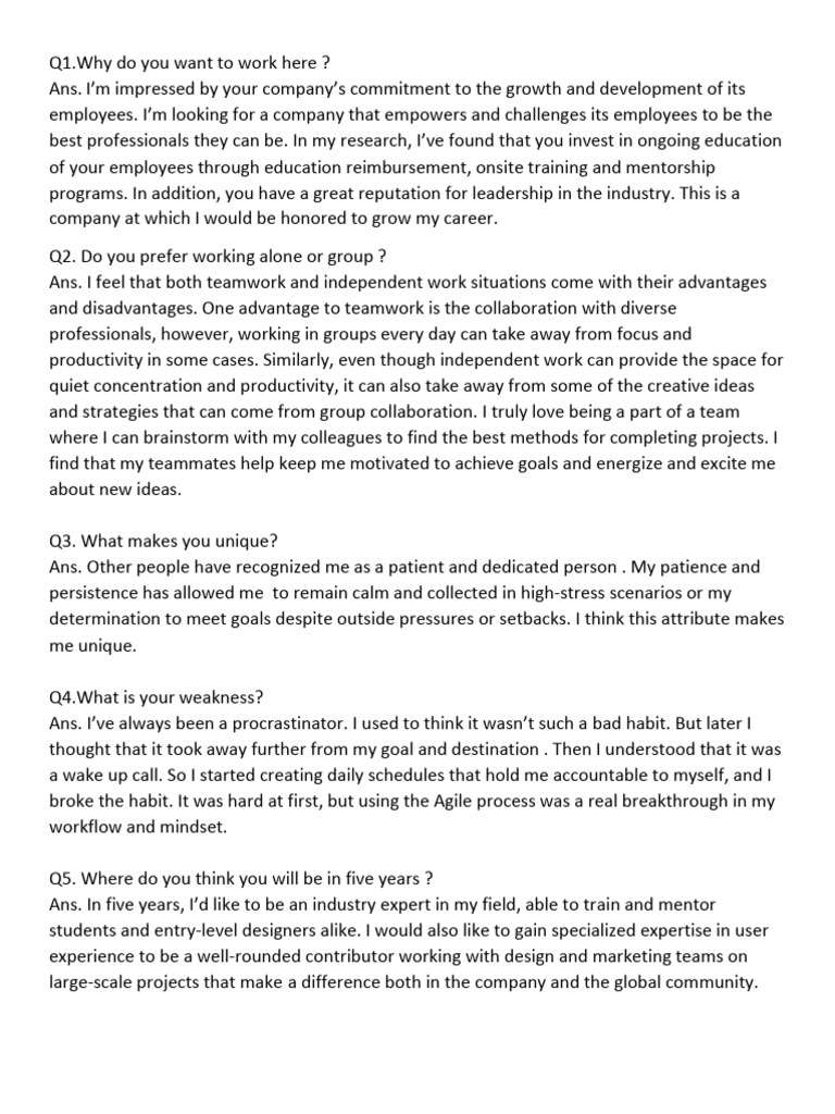 Interview QN 5 | PDF