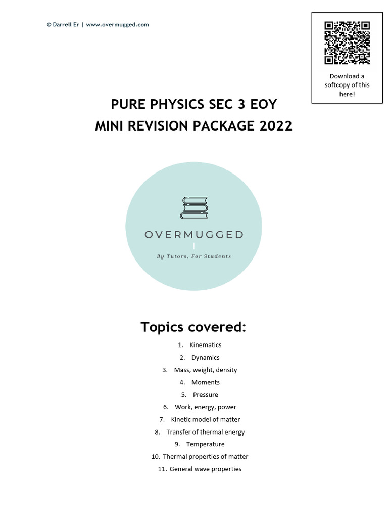 (Sec 3 EOY Physics) Mini Revision Package - by OVERMUGGED | PDF ...