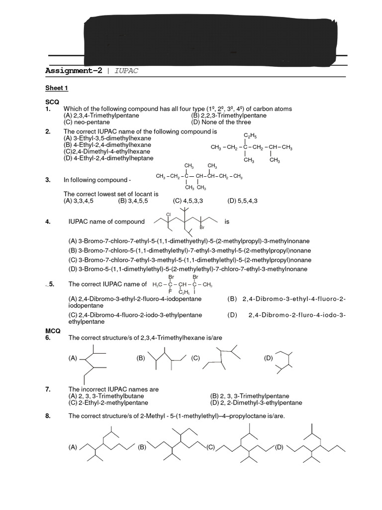 Assignment2-IUPAC-2 | PDF | Chemical Compounds | Chemistry