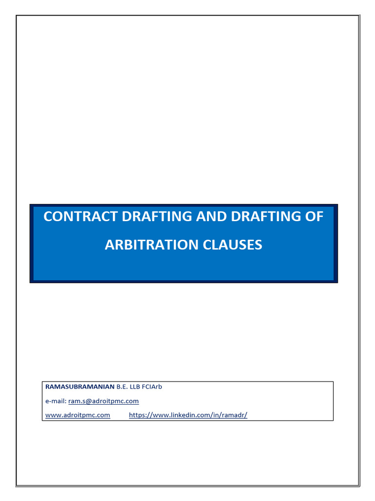 Drafting of Contract and Arbitration Clauses | PDF | Arbitration | Legal Concepts