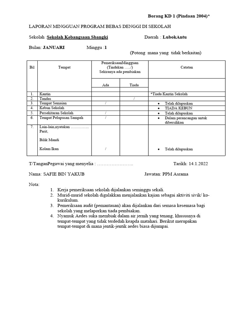 Borang KD 1 & KD 2 | PDF