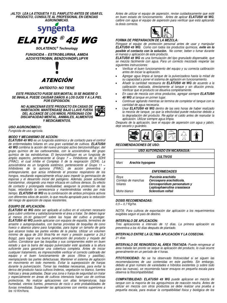 Elatus 45 WG - BRA - Panfleto | PDF | Agua | Fungicida