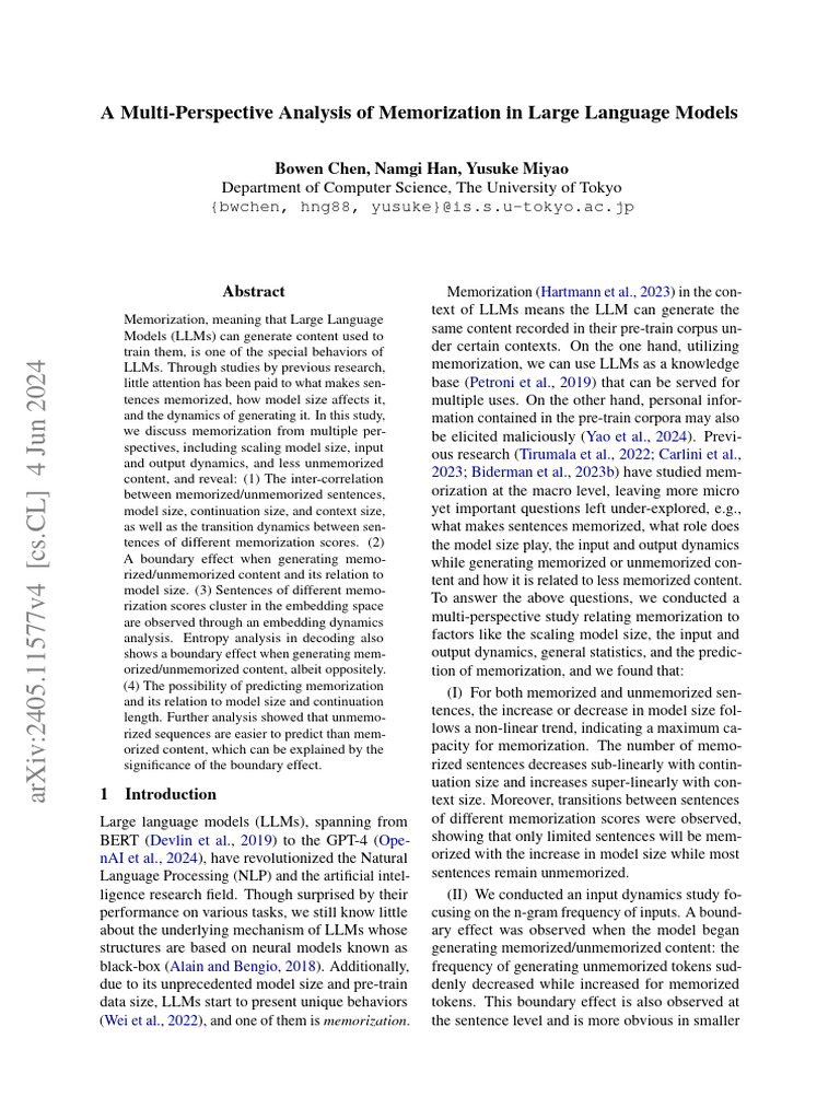 A Multi-Perspective Analysis of Memorization in Large Language Models | PDF | Accuracy And ...